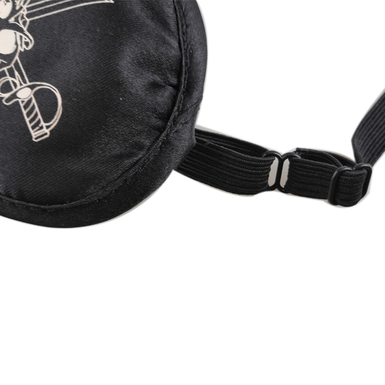 Black Satin Pirate Print Sleep Single Eye Mask Personalized Adjustable ...